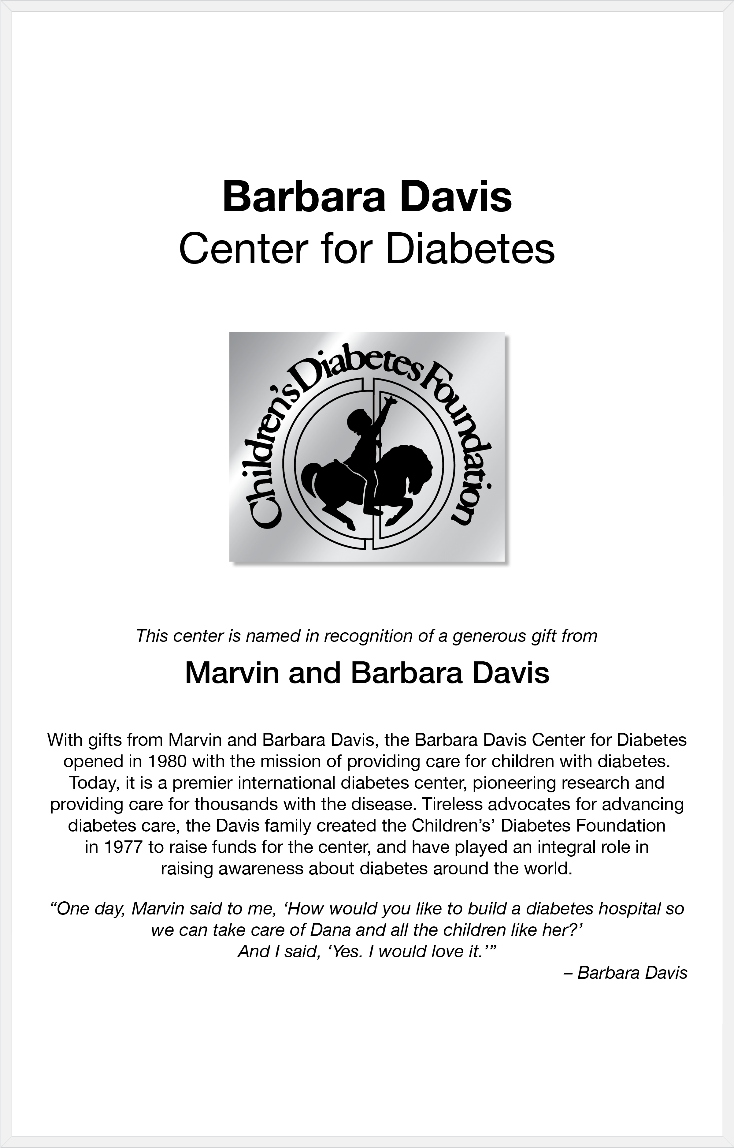 Marvin and Barbara Davis – Virtual Benefactor Recognition