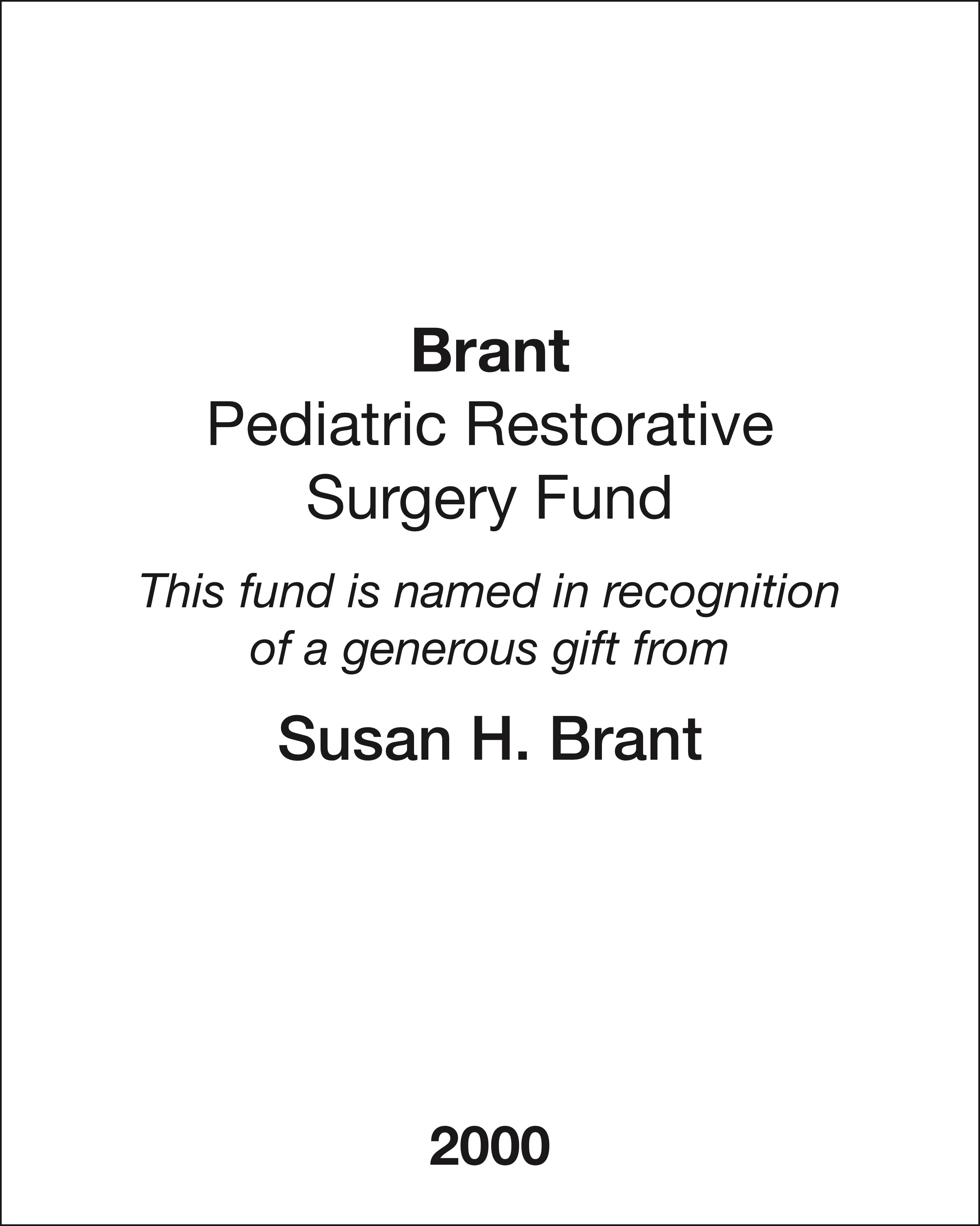 Susan H. Brant – Virtual Benefactor Recognition
