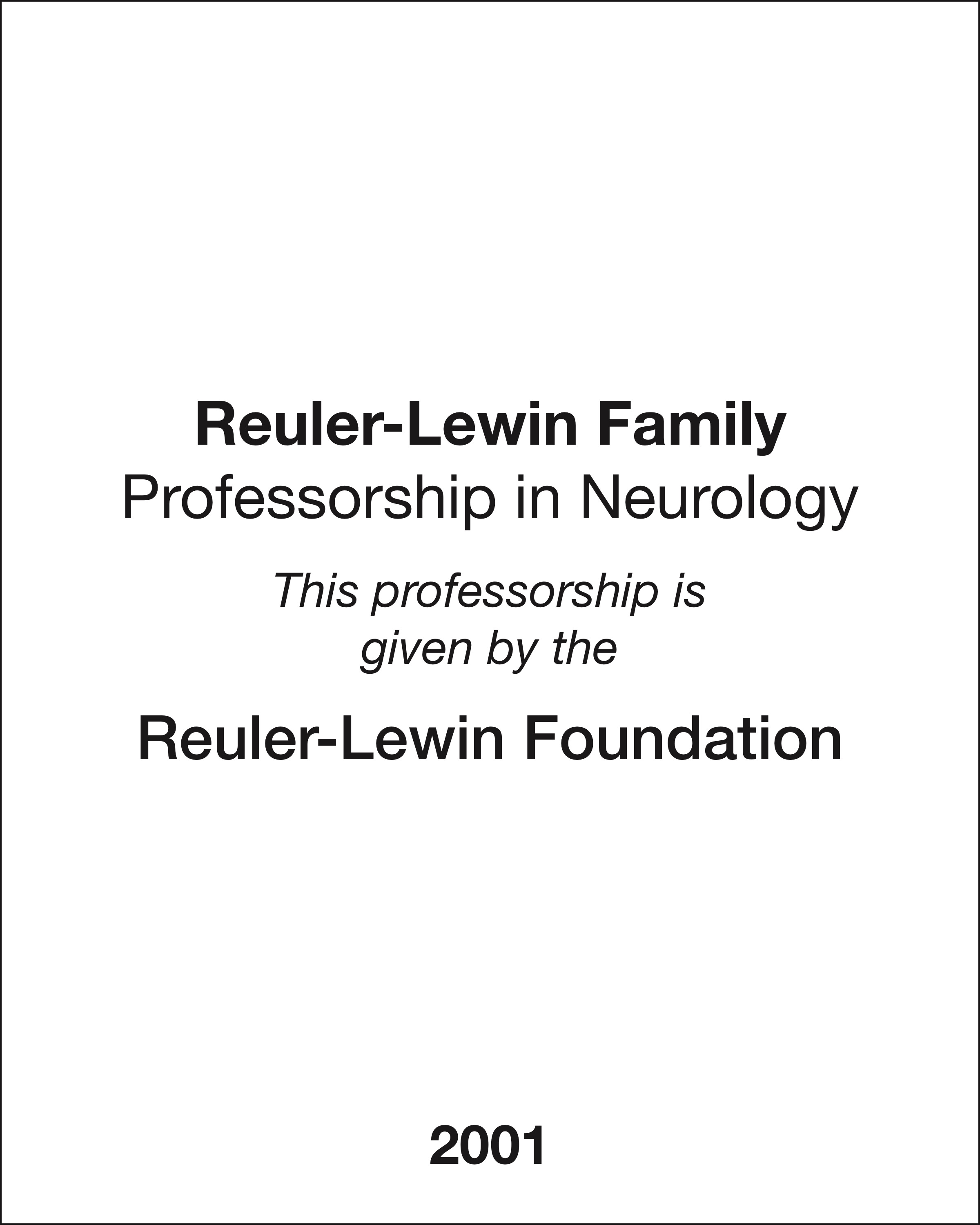 Reuler-Lewin Foundation – Virtual Benefactor Recognition