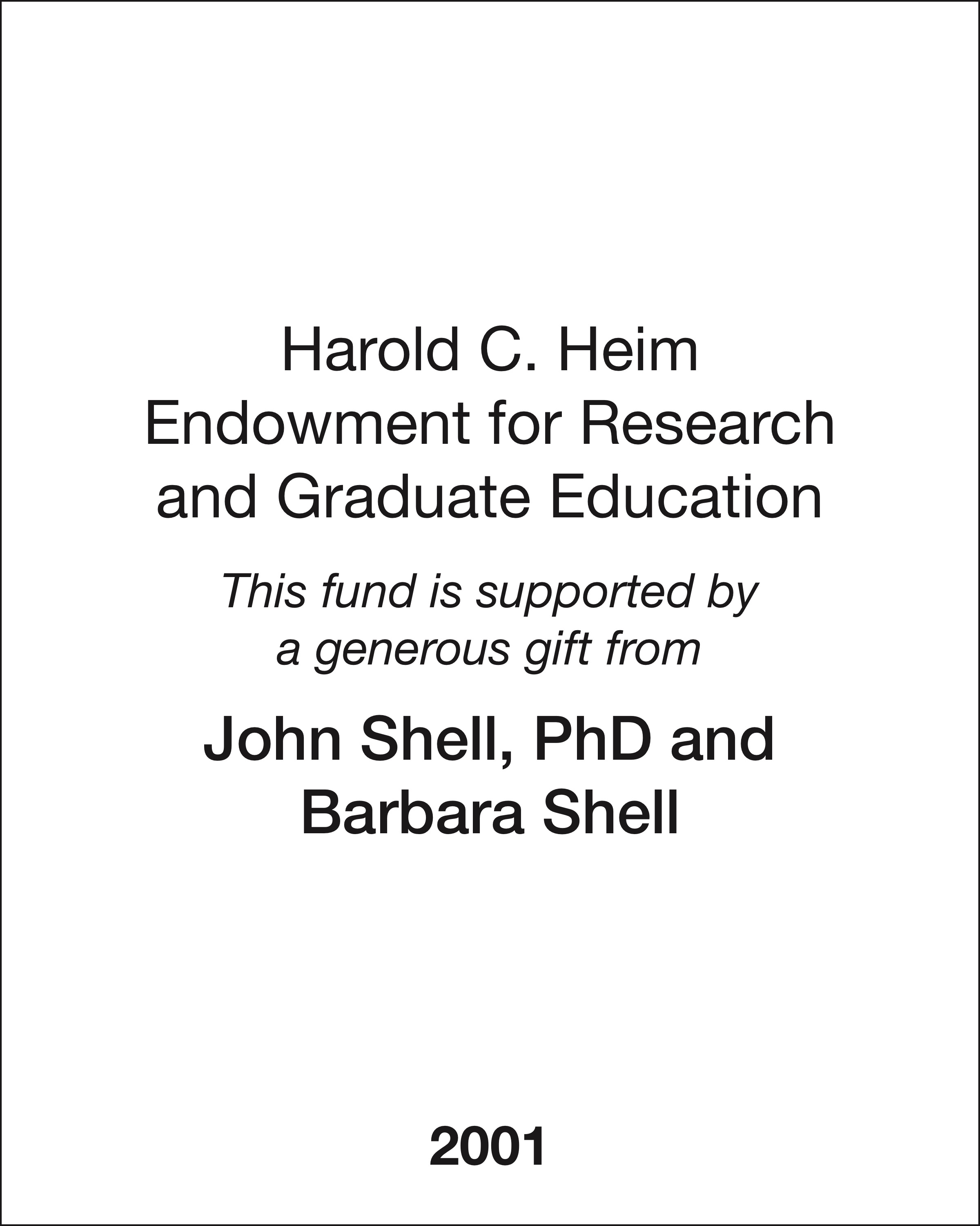 John Shell, PhD and Barbara Shell – Virtual Benefactor Recognition