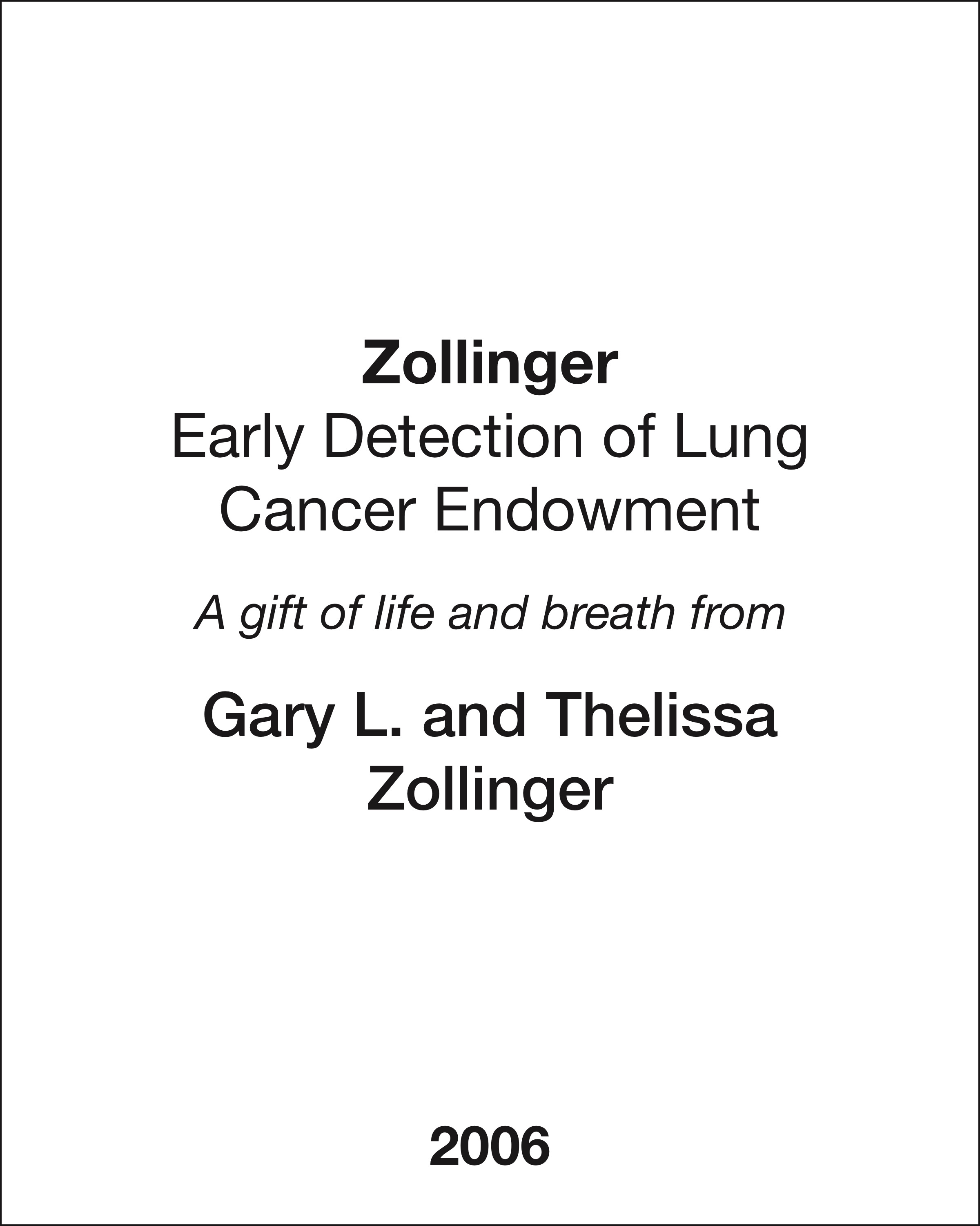 Gary L. and Thelissa Zollinger – Virtual Benefactor Recognition
