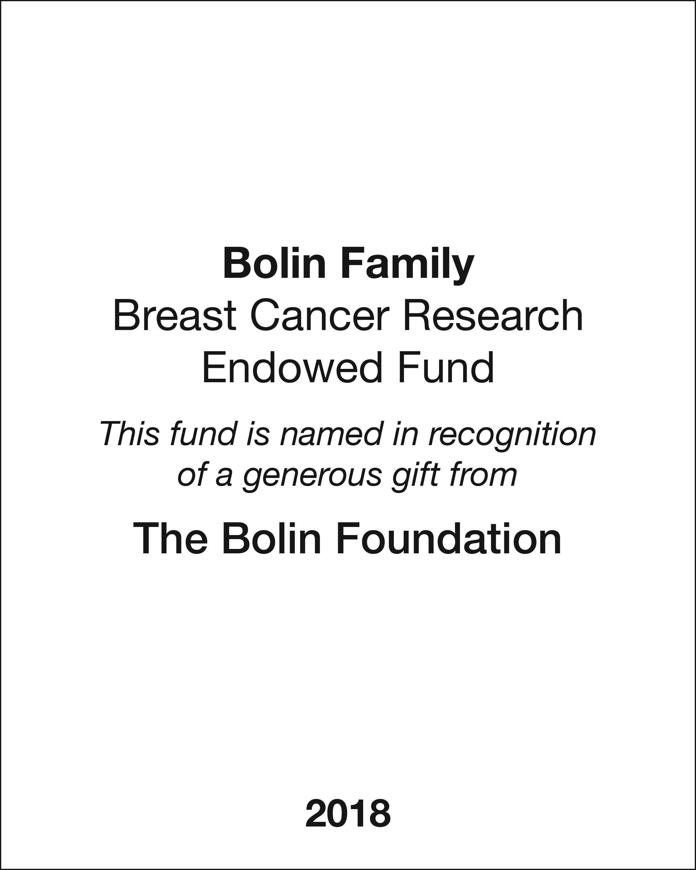 The Bolin Foundation – Virtual Benefactor Recognition The Bolin Foundation – Virtual Benefactor Recognition