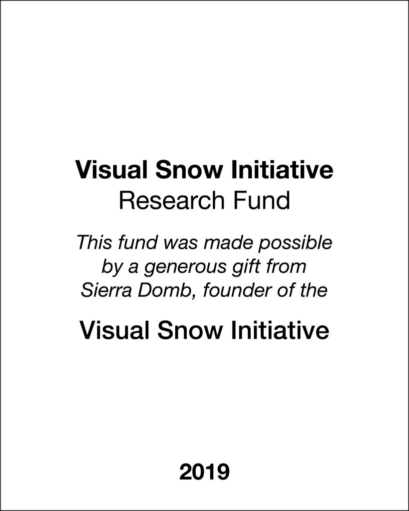 Visual Snow Initiative – Virtual Benefactor Recognition